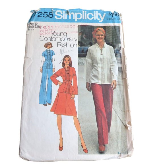 Simplicity | Other | Vintage 7s Simplicity 7258 Mod Hip Flared Pants ...